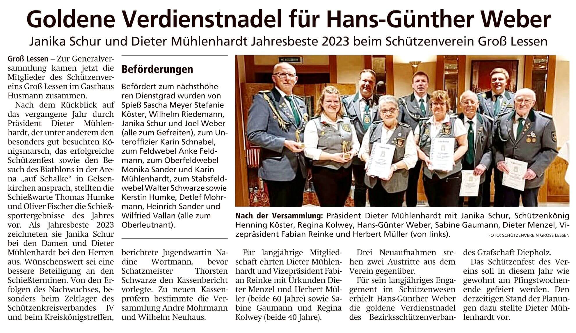 SV Groß Lessen - Goldene Verdienstnadel für Hans-Günther Weber ...